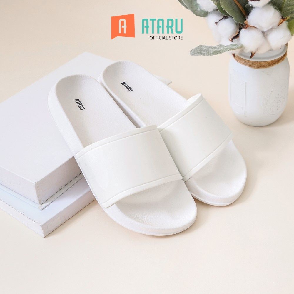 Jual Ataru Ukuran 41 Sandal Simple Slides - Putih Unisex Slipper Sendal ...