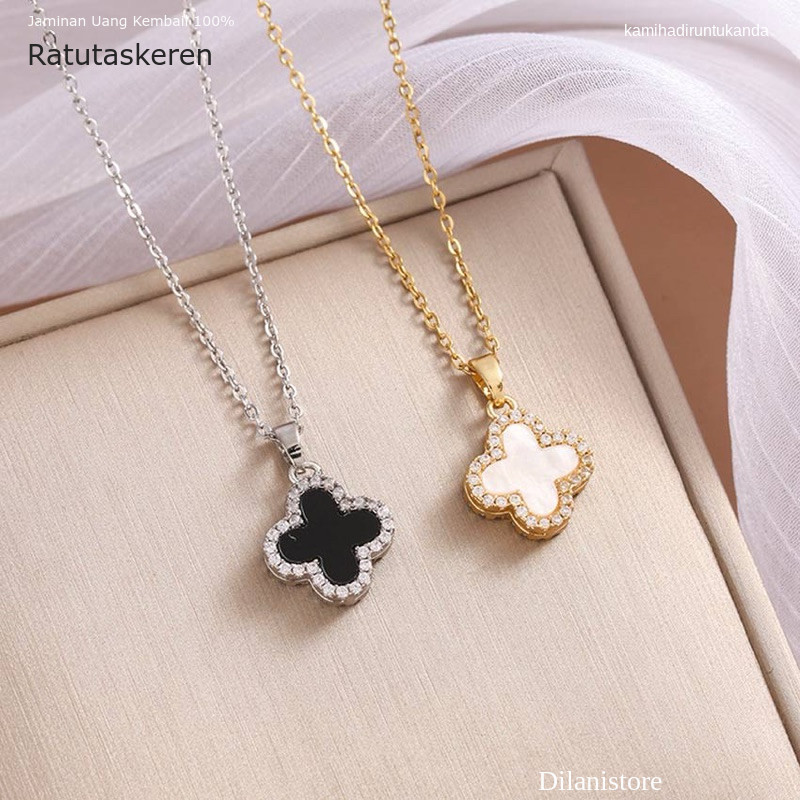 Jual Kalung Liontin Titanium Zamzam1124 Semanggi Wanita Korea / 3 warna ...