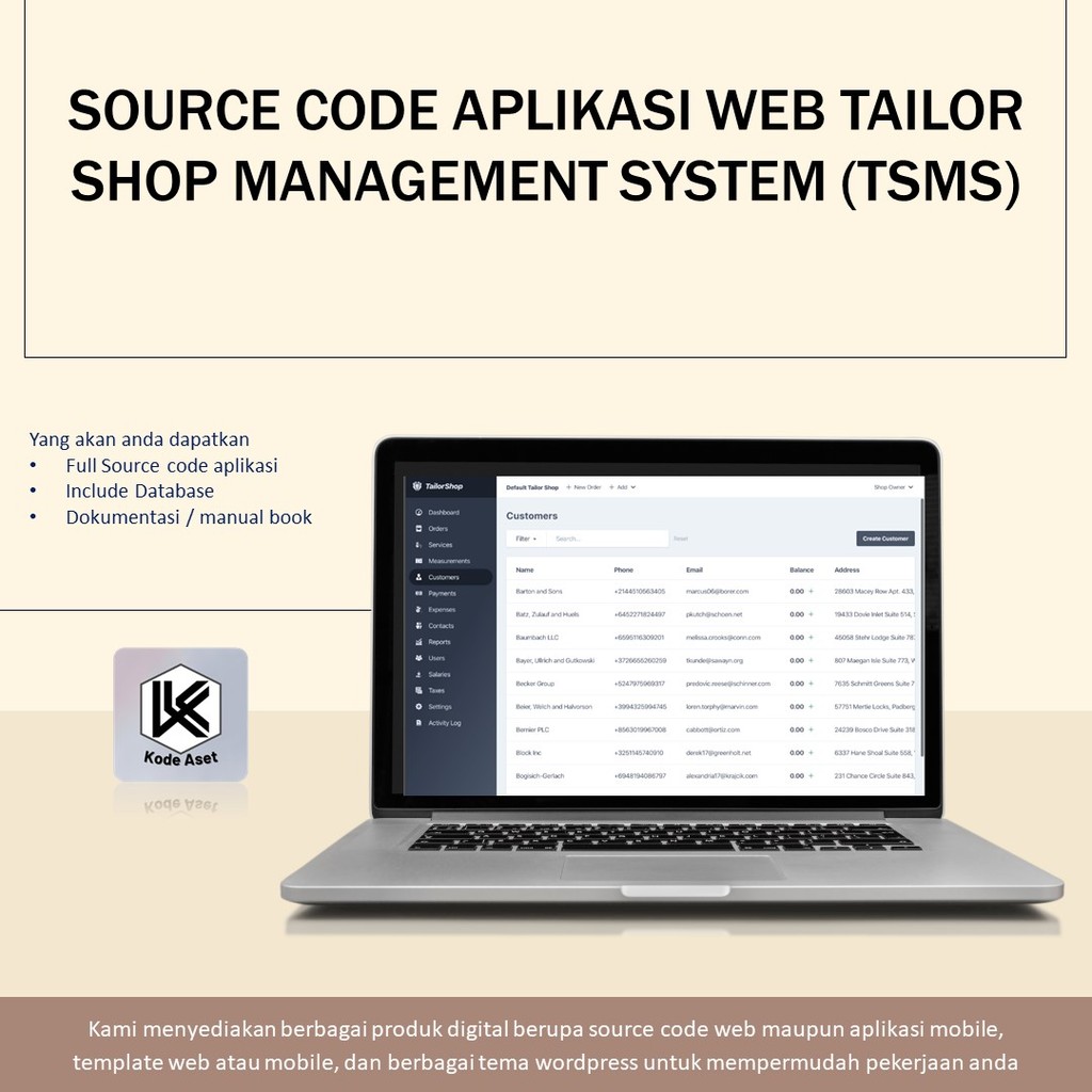 Jual SOURCE CODE APLIKASI WEB TAILOR SHOP MANAGEMENT SYSTEM (TSMS) | Shopee Indonesia
