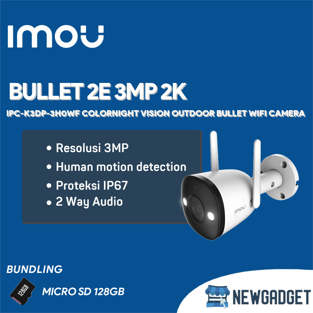 Jual IMOU BULLET 2E 3MP 2K IPC-K3DP-3H0WF COLORNIGHT VISION OUTDOOR ...