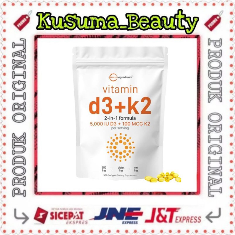 Jual Micro Ingredients Vitamin K2 D3 5000 iu 300 softgels | Shopee Indonesia