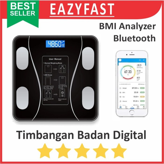 Jual Timbangan Badan Digital BMI Body Fat Analyzer Bluetooth HP Glass ...