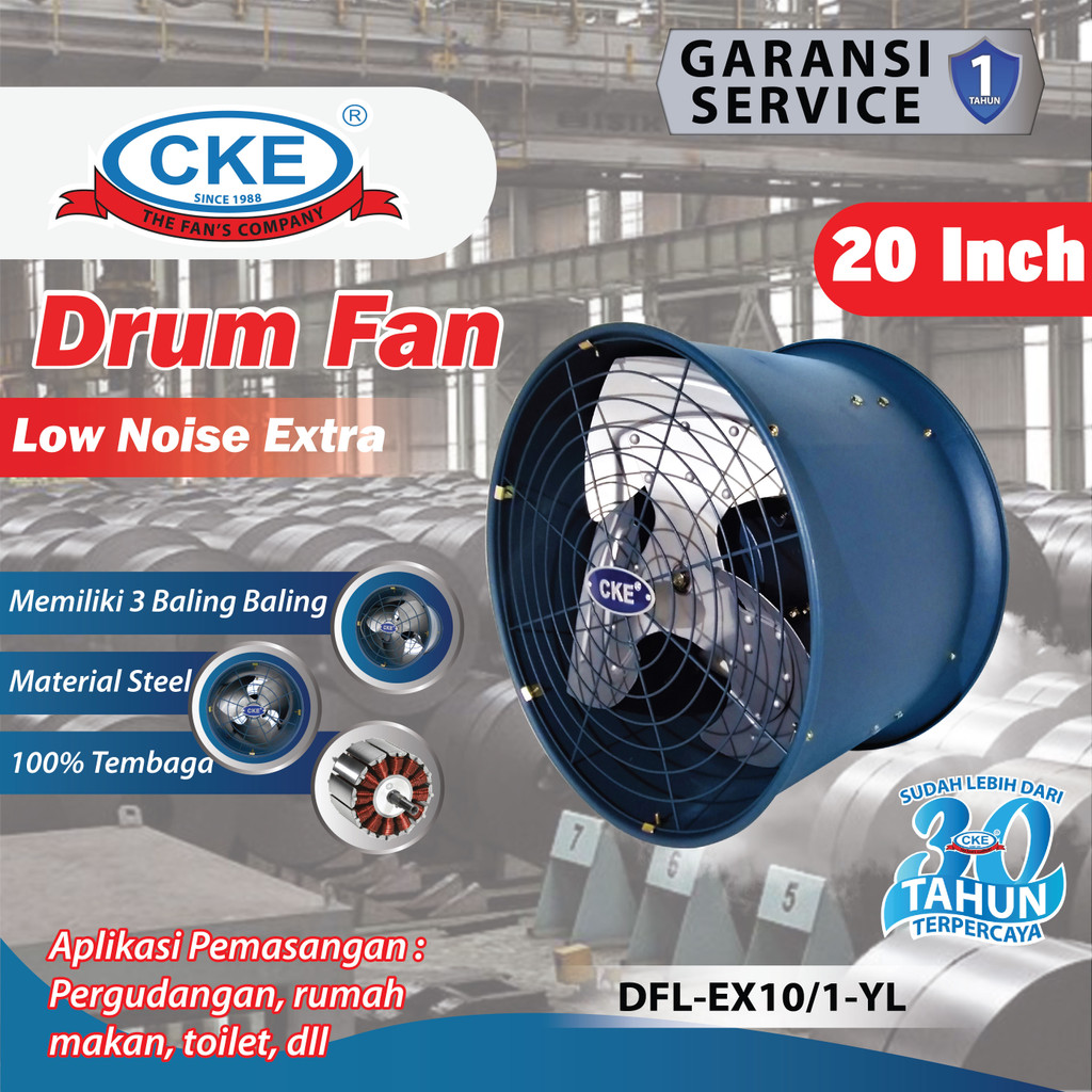 Jual Drum Fan CKE DFL-EX20 3 20 Inch Blower Tabung Blower Gedung Eksos ...