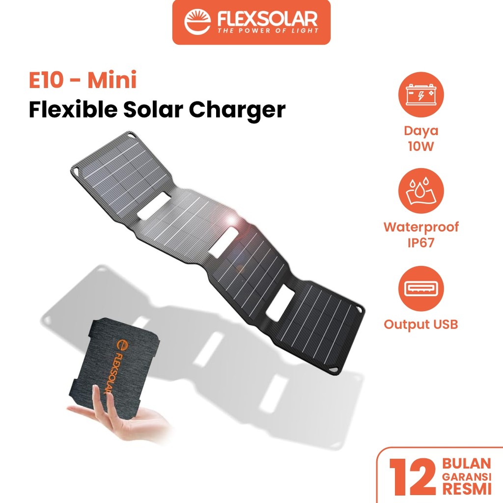 Jual Solar Panel Portable FLEXSOLAR E10 Mini 10W Foldable USB Solar ...