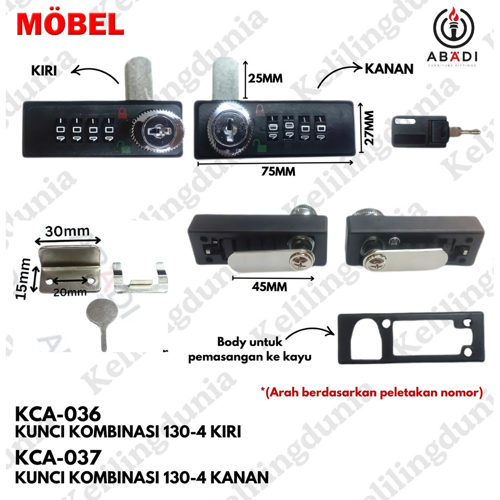 Jual Kunci Locker Kombinasi Angka 4 Digit Kode Arah KIRI/KANAN Pintu ...