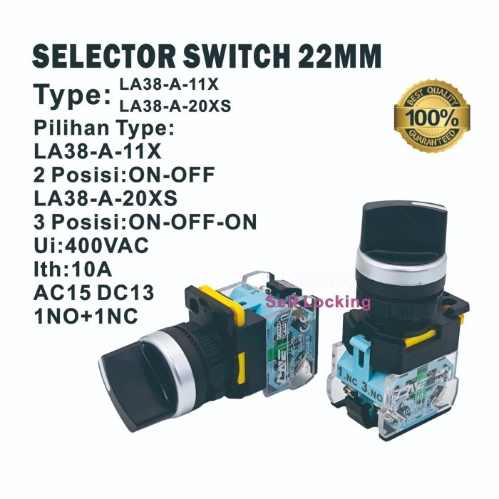 Jual Selector Switch Stay Put (SELF LOCKING) 2 ATAU 3 POSISI 22MM BEST ...