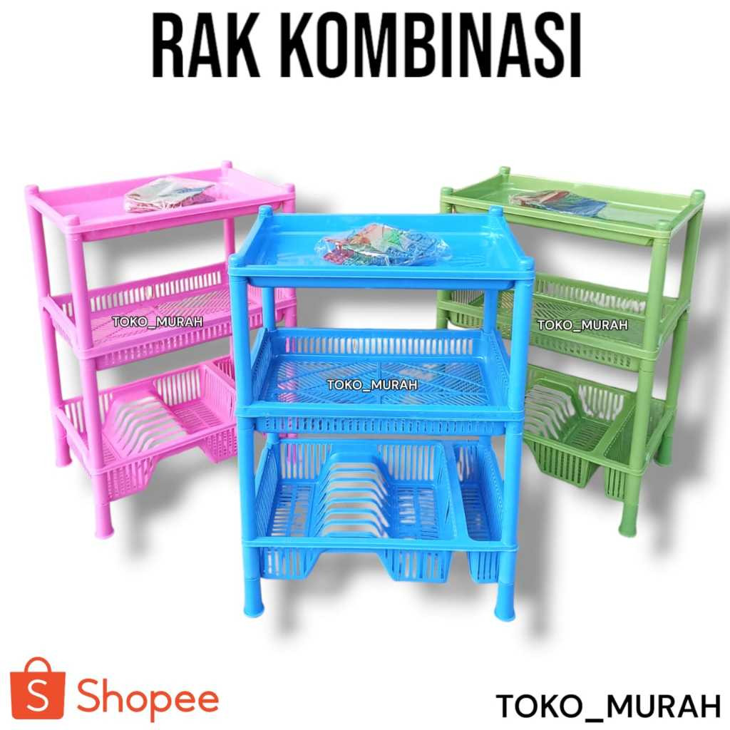 Jual RAK KOMBINASI RAK PIRING PLASTIK SUSUN 3 BY FAMILY OFFICE | Shopee ...