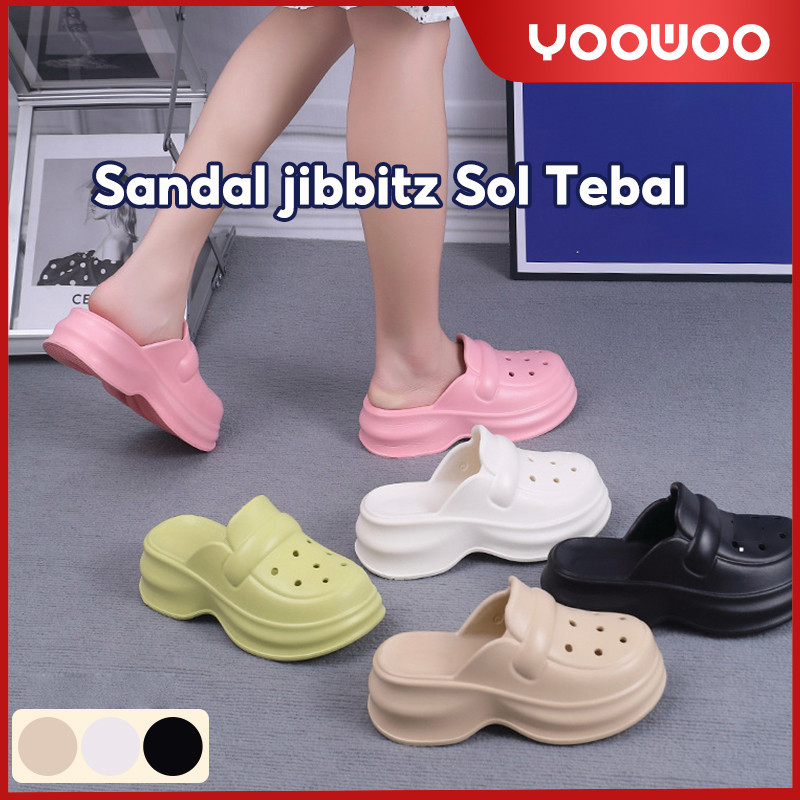 Jual YooWoo Sandal Jelly Wanita / Selop Sandal Wedges Platform Kekinian ...