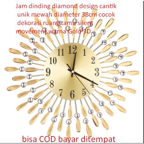 Jual BK23EW Jam dinding diamond design cantik unik mewah diameter 38cm ...