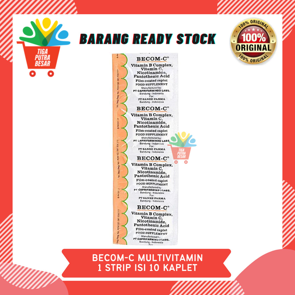 Jual BECOM C MULTIVITAMIN 1 STRIP ISI 10 KAPLET VIT B COMPLEX, VIT C ...