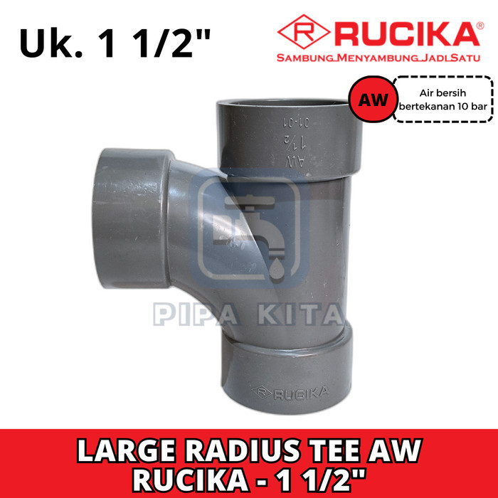 Jual Large Radius Tee AW 1 1/2" RUCIKA PVC Tee Way 90 1 1/2 Inch TY 90 Derajat 1,5 Dim Fitting ...