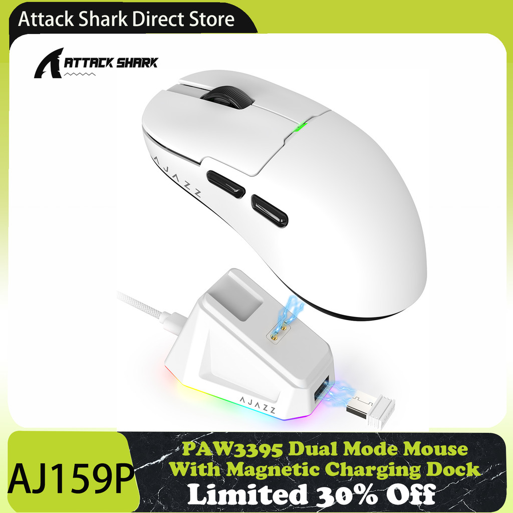 Jual Attack Shark x AJAZZ AJ159P Tri-mode Gaming Mouse With Magnetic Charging Dock, PAW3395 ...