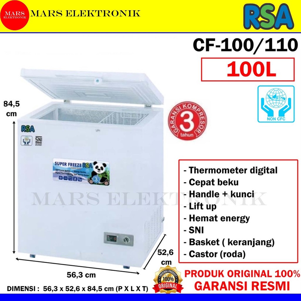 Jual CHEST FREEZER RSA CF-100B / CF-110B / 100L / CF 100 B / CF 110 B ...