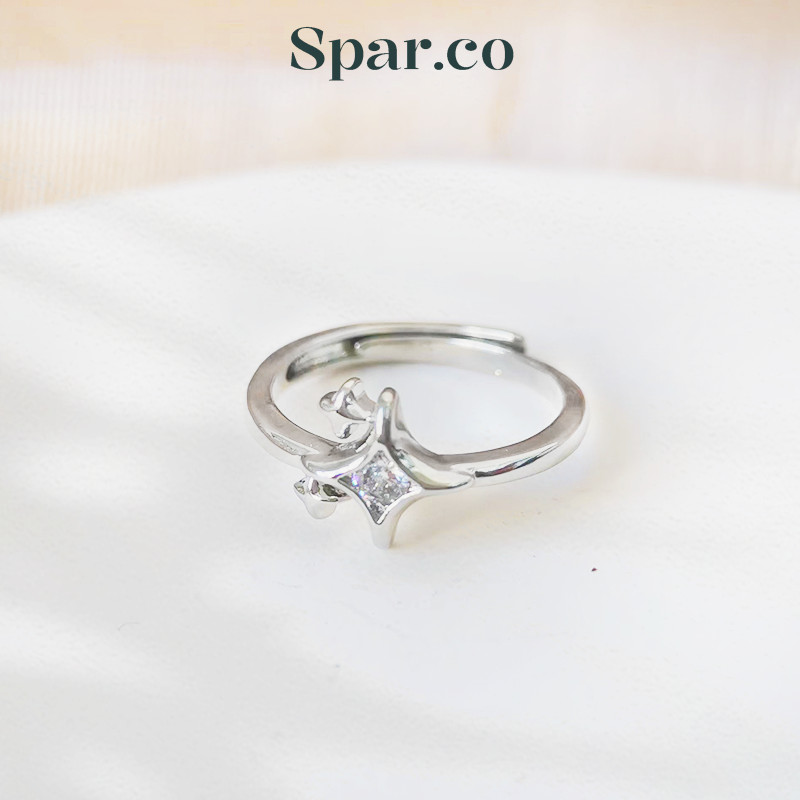 Jual Spar.co Cincin Silver Permata Bentuk Bintang Empat Sudut -Silver ...