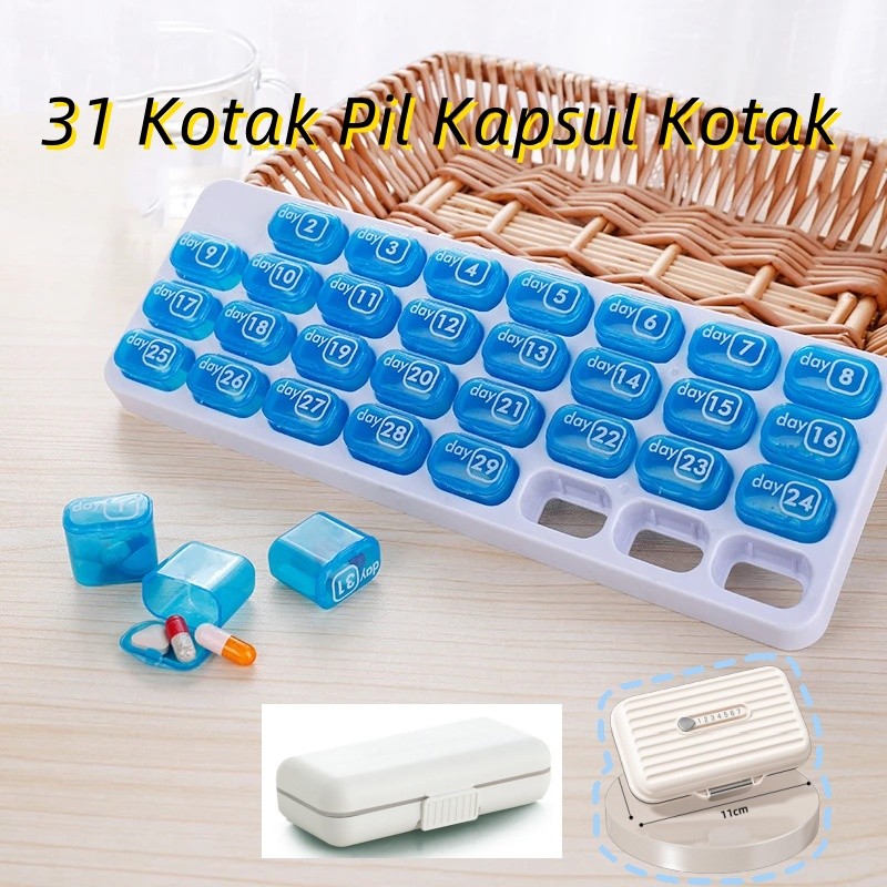 Jual [cod] Pil Box Box Vitamin Obat Portable 31 Kotak Pil Kapsul Kotak ...