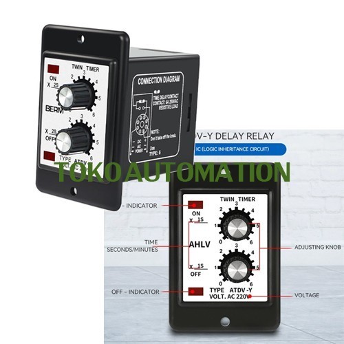 Jual FS88 ATDV-Y AC220V 60S repeat cycle SPDT time relays twin timer ...