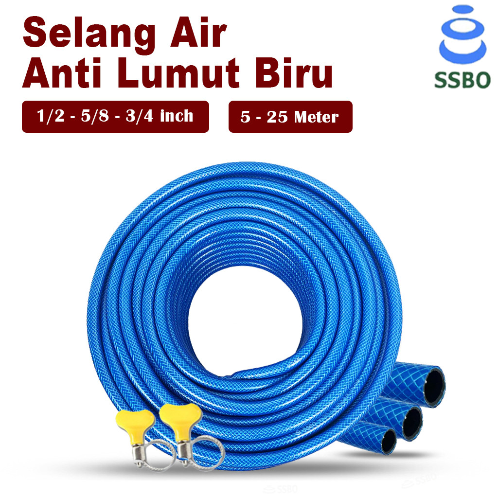 Jual SSBO Selang Air Anti Lumut Biru 1/2 5/8 3/4 Inch Selang Perkebunan 25 Meter Selang Air ...