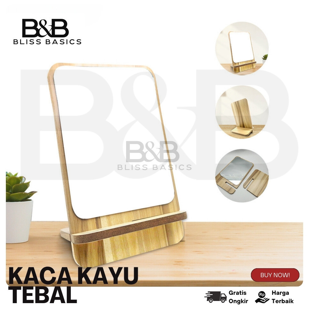 Jual kaca Cermin TEBAL Persegi / Oval Kayu Kaca Make Up Cermin Rias ...