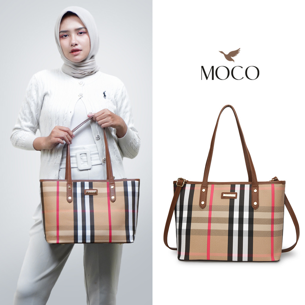 Jual MOCO Fashion Totebag Wanita Tas Tenteng Kerja Kuliah Kotak-Kotak Aesthetic Korean Style 689 ...
