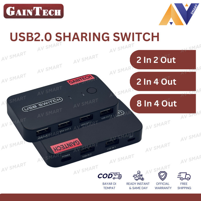 Jual GainTech USB2.0 Sharing Switch 2 In 2 Out / 2 In 4 Out / 8 In 4 Out | Shopee Indonesia