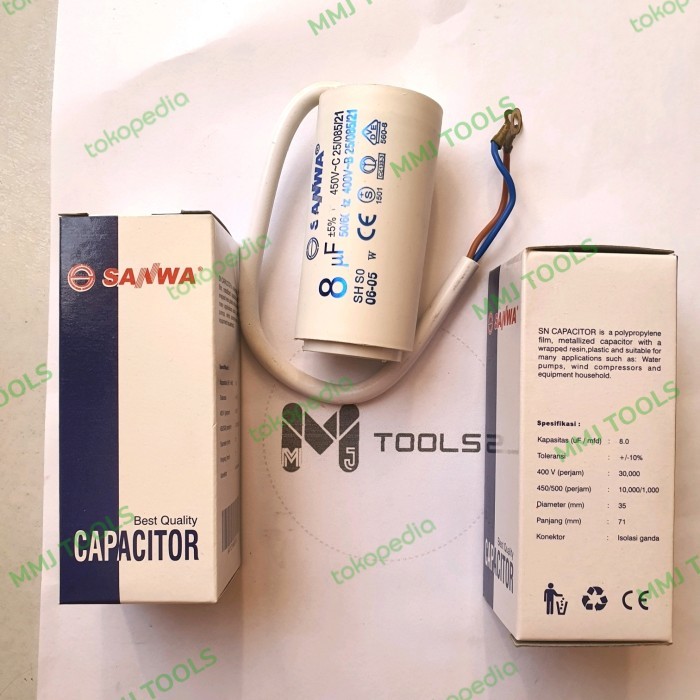 Jual Capasitor bulat SANWA 8uf - Kapasitor kabel SANWA 8uf | Shopee Indonesia
