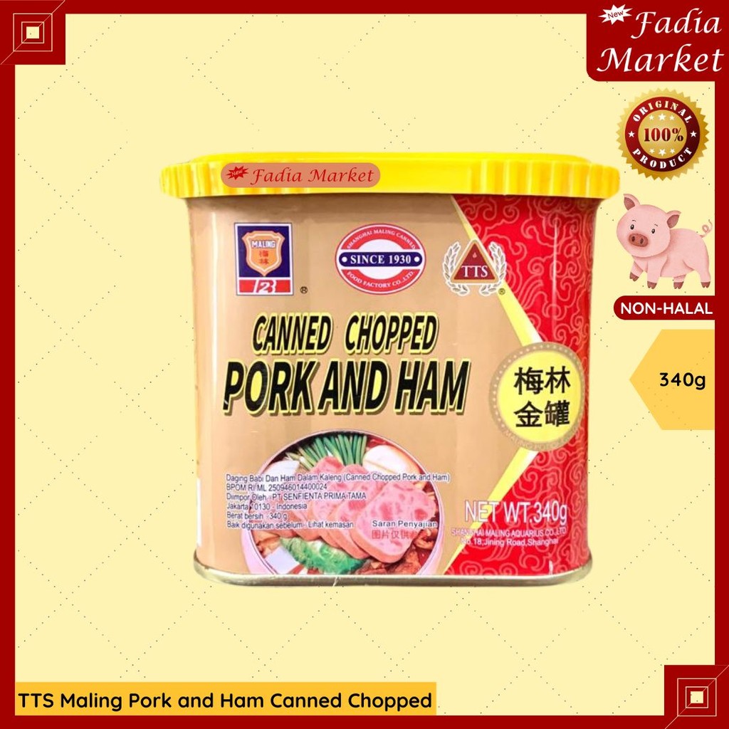 Jual TTS Maling Pork and Ham Chopped Daging Ham Babi Potongan Kaleng ...