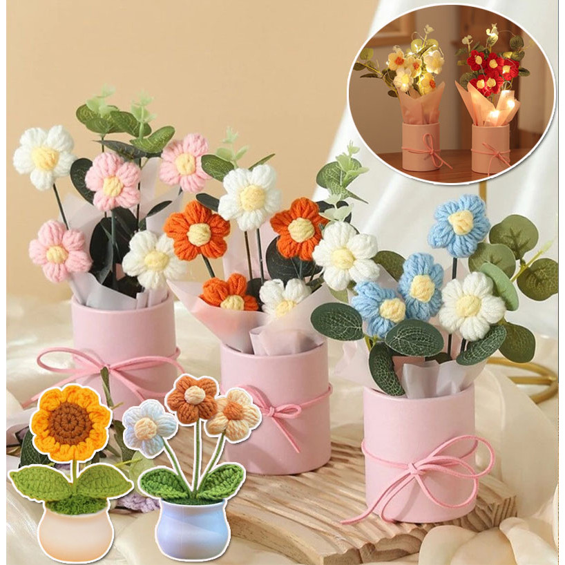 Jual NEW Pot Bunga Rajut Handmade Dekorasi Rumah Crochet Hamper Rajut ...