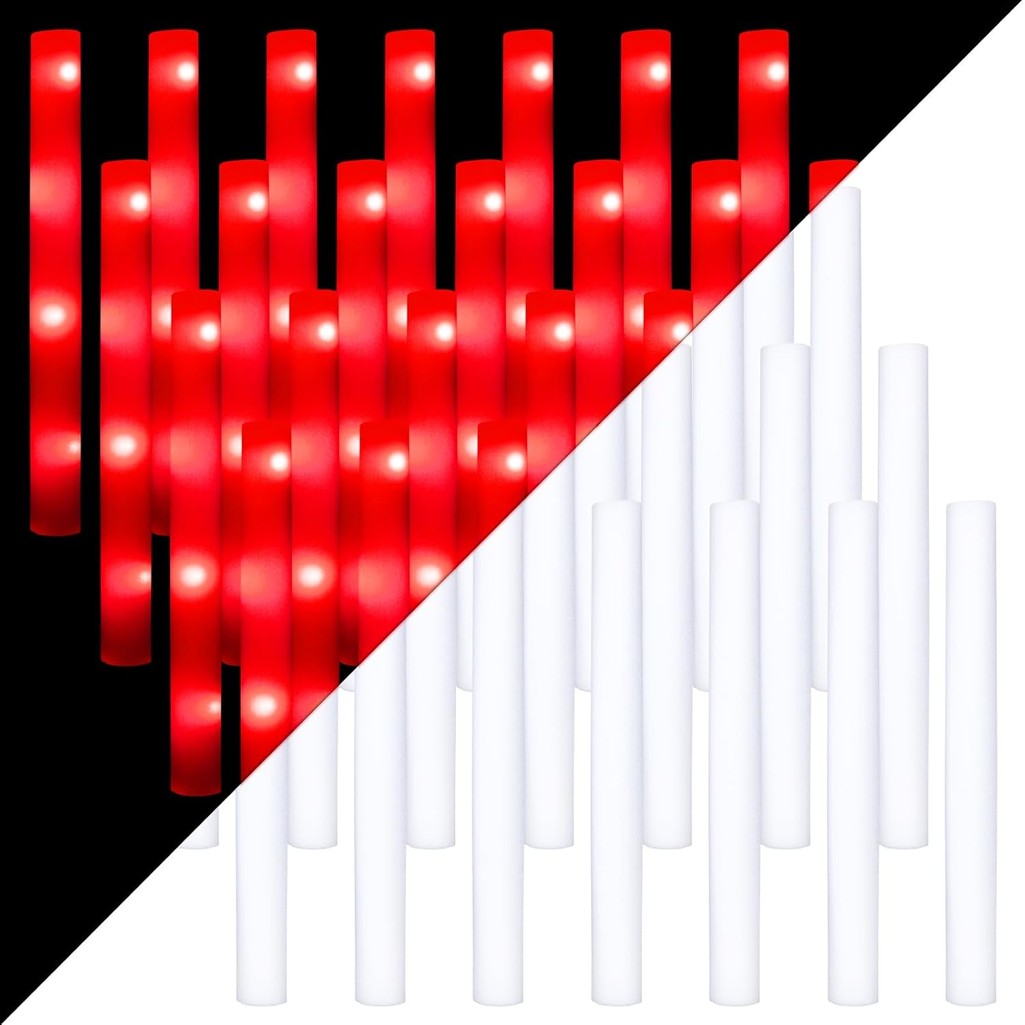 Jual 20/30pcs LED Glow Cheer Sticks Red Light Up Glow Sticks LED Foam ...