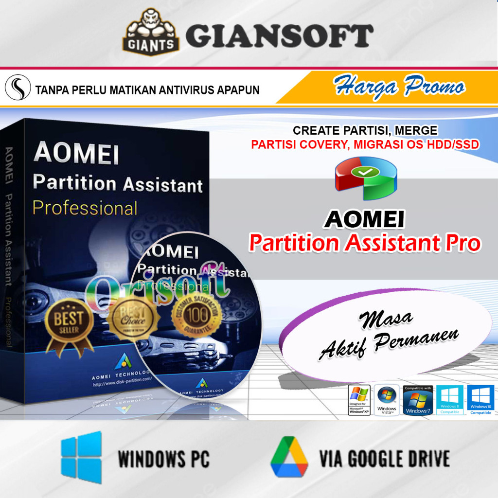 Jual AOMEI Partition Assistant 10 Terbaru 2025 Full Version Lifetime ...