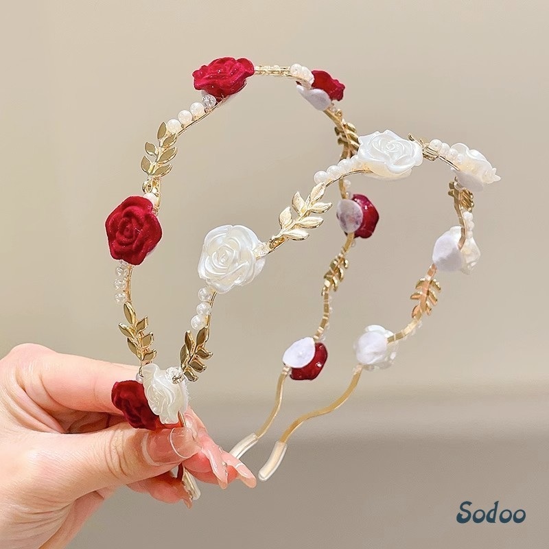 Jual Bando Mutiara Bunga Mawar Gaya Prancis Ikat Rambut Sense Tingkat ...