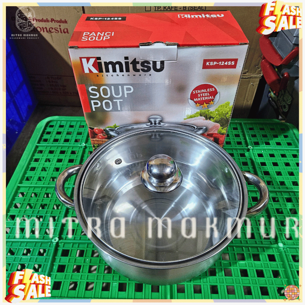 Jual Panci Tutup Kaca Tebal Premium Panci Soup Stainless High Quality Kimitsu KSP - 124 SS Panci ...