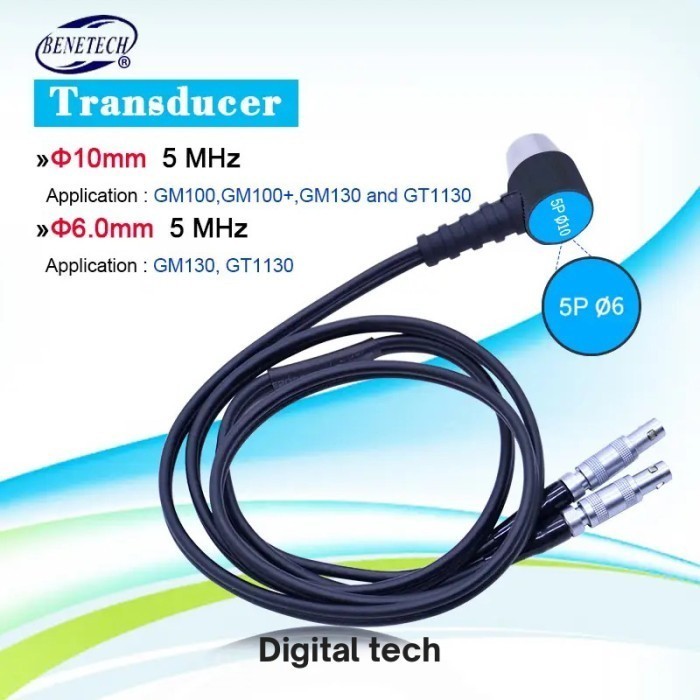 Jual Transducer Probe 6mm Ultrasonic Thickness Gauge Benetech GM130 ...