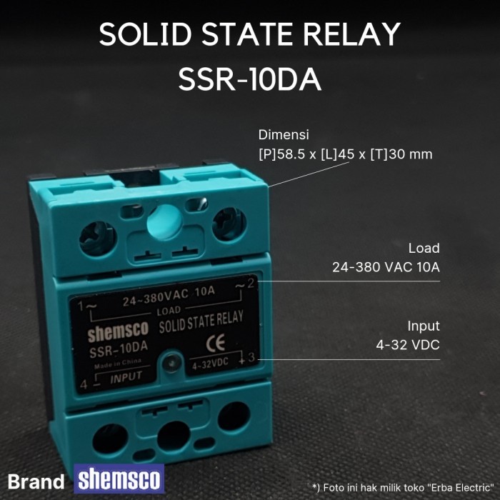 Jual TK99 SHEMSCO SSR-10DA Solid State Relay 10A Tanpa Heatsink Tahan ...