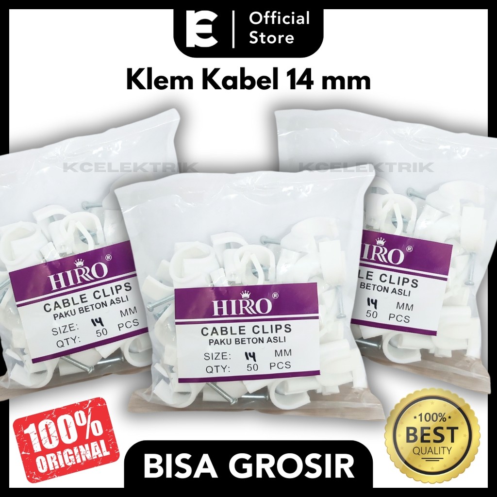 Jual Klem Kabel 14mm Paku Beton HIRO Isi 50pcs Paku Kabel Jepit Kabel ...