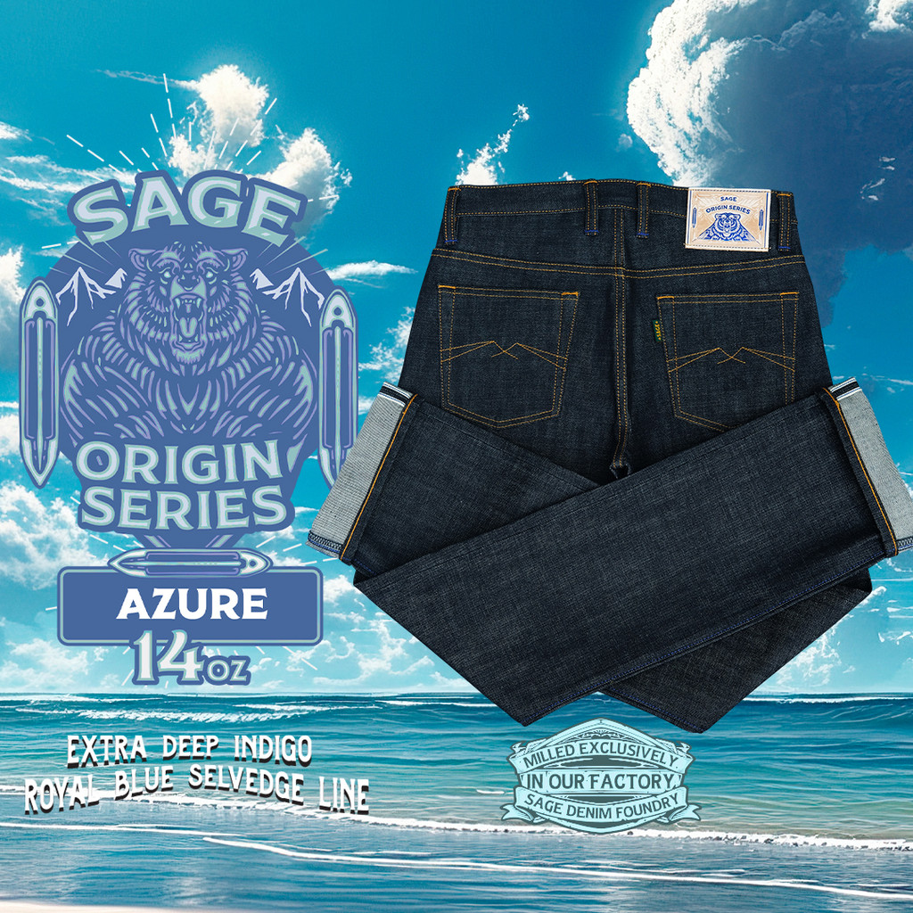Jual Sage Denim Origin Series : Azure 14oz Sanforized Extra Deep Indigo Selvedge | Shopee Indonesia