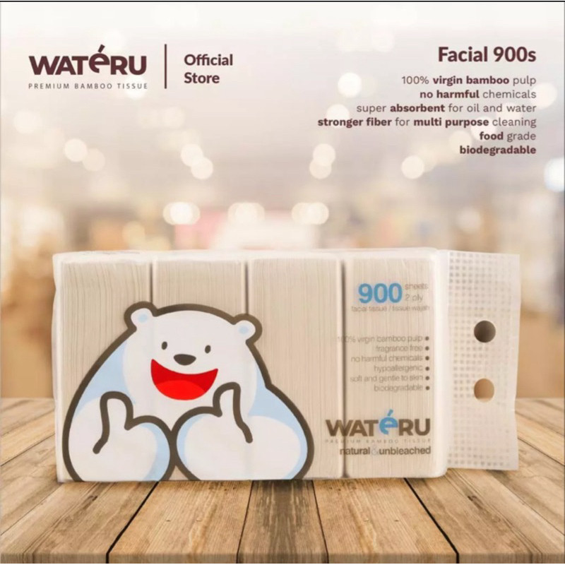 Jual Wateru Natural Bamboo Tissue / Tisu Bambu - Facial 900 sheets 1 ...