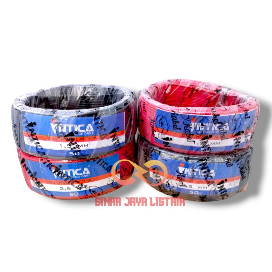 Jual INTICA Kabel NYA 1.5mm 2.5mm 50 Yards Per Roll SNI Merah Biru ...