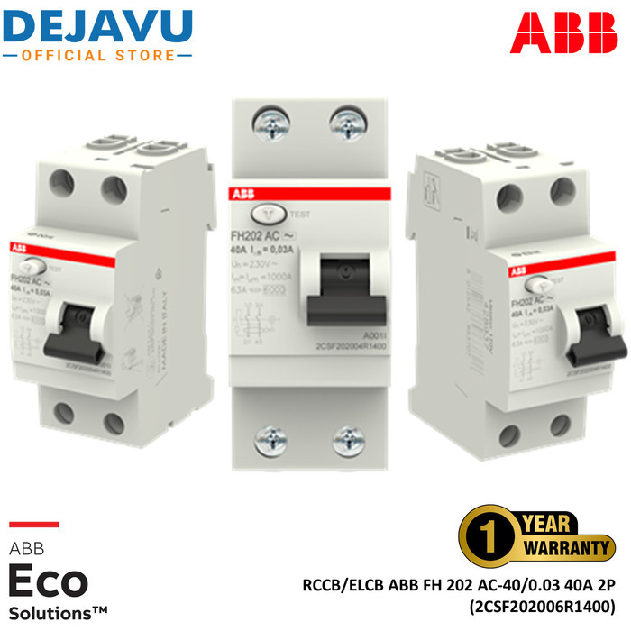Jual ELCB ABB RCCB 2P 40A 30mA - FH 202 AC-40/0.03 (2CSF202006R1400) | Shopee Indonesia