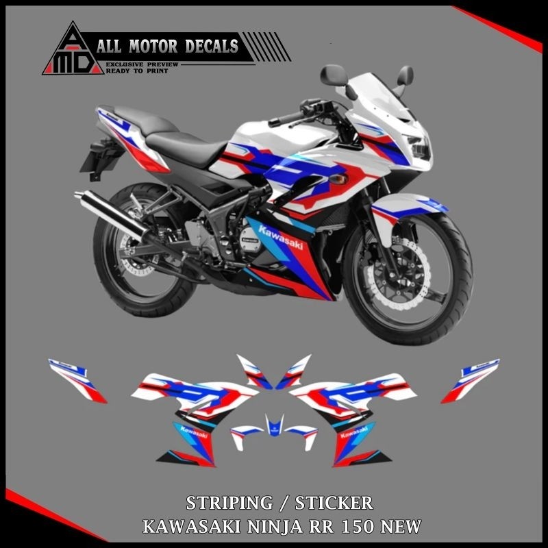 Jual STRIPING SEMIFULL NINJA RR 150 NEW LIVERY TRI COLOR BMW / STICKER ...
