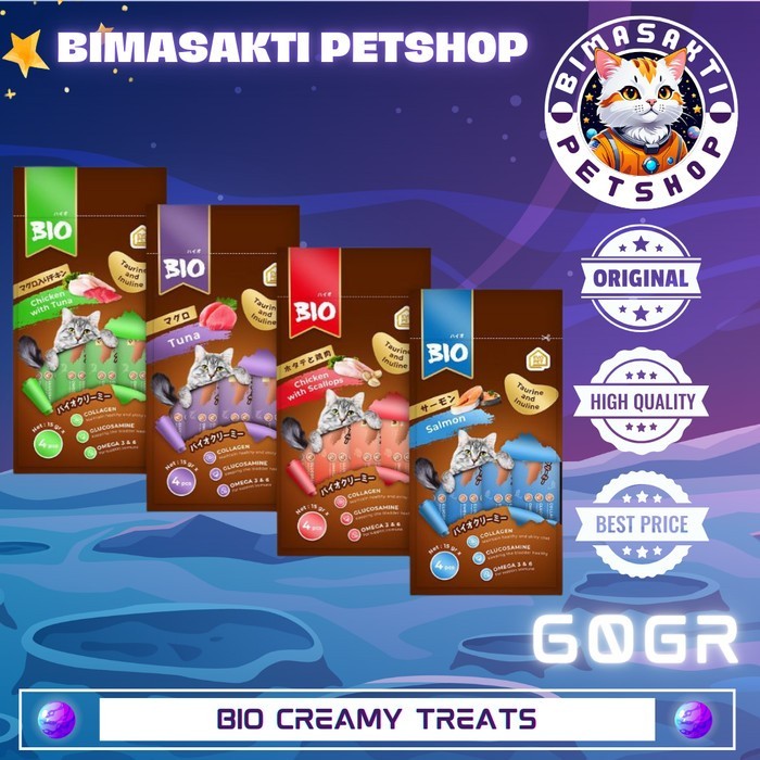 Jual Bio Creamy Treats Snack Kucing 4x15gr snack kucing bio creamy ...