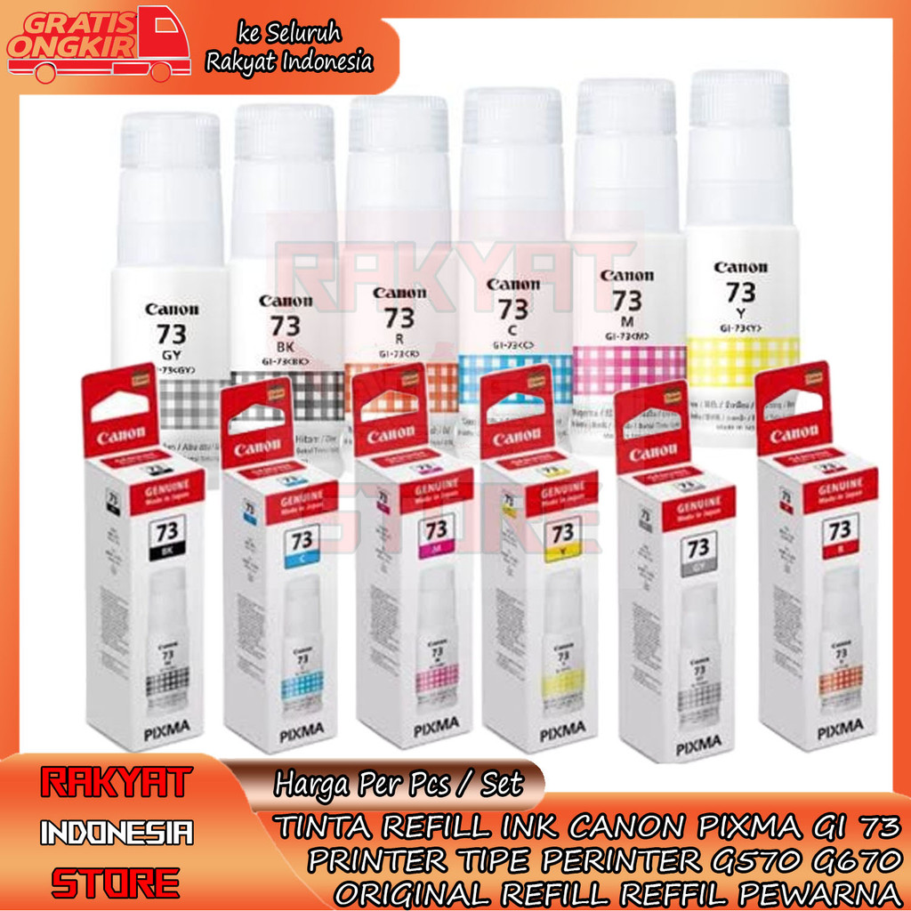 Jual Tinta Canon Gi 73 For Printer Refill Ink Tipe Perinter G570 G670 ...