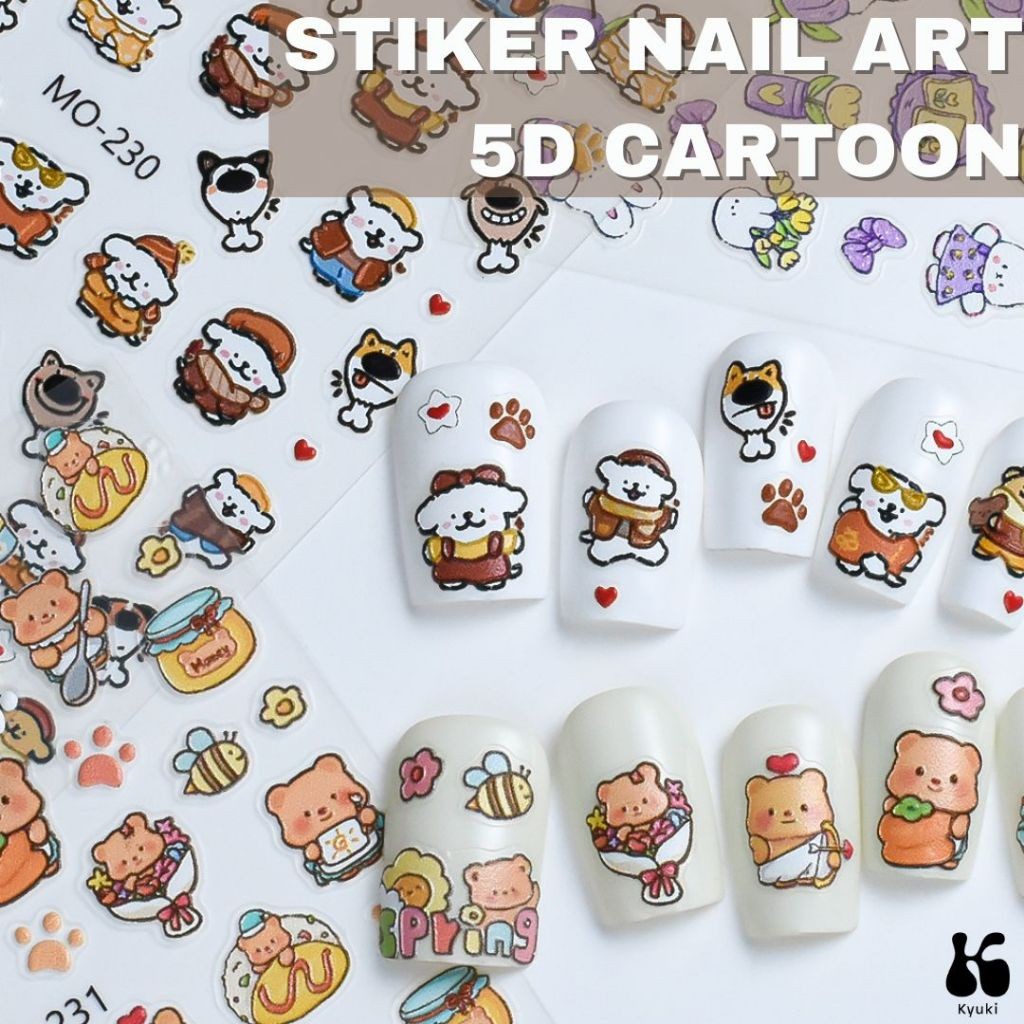 Jual Stiker Kuku 5D Motif Kartun Random/ Bear Cute Nail Sticker/Sticker ...