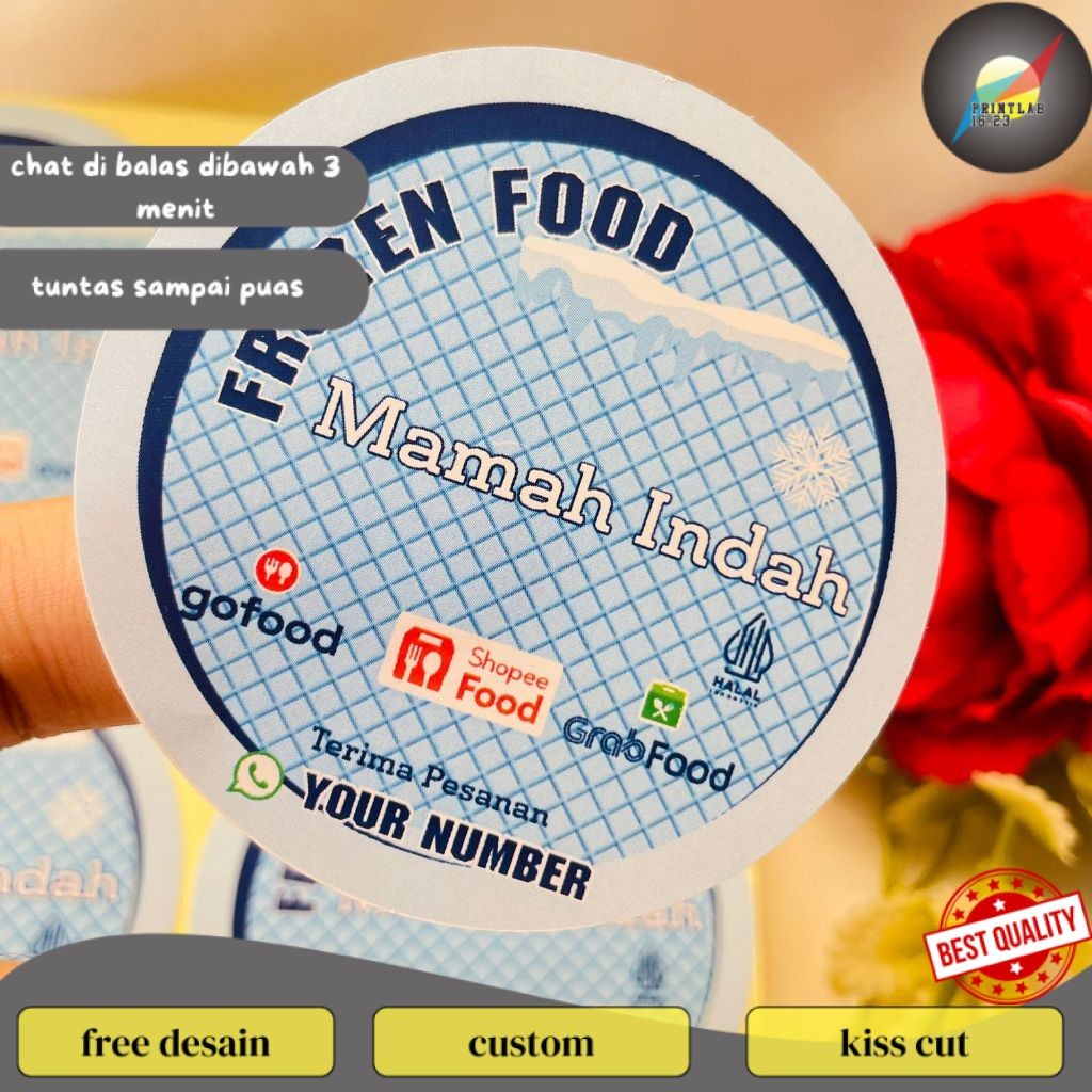 Jual PrintLab 5-8 Sticker Label Makanan Beku Free Desain Produk Frozen ...