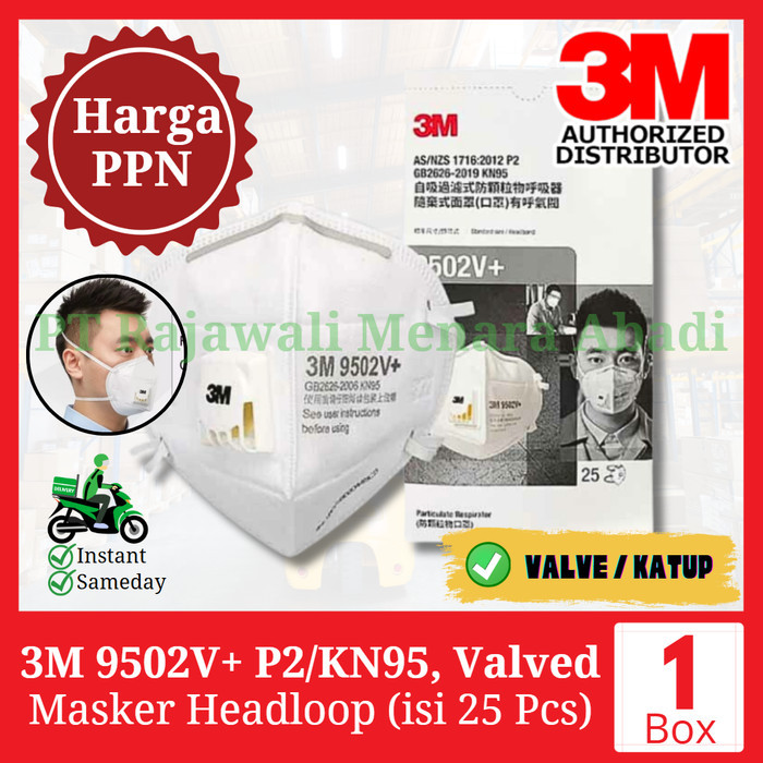 Jual 3M Masker 9502V+ Headband Particulate Respirator, P2/KN95, Valved (1 Box isi 25 Pcs ...