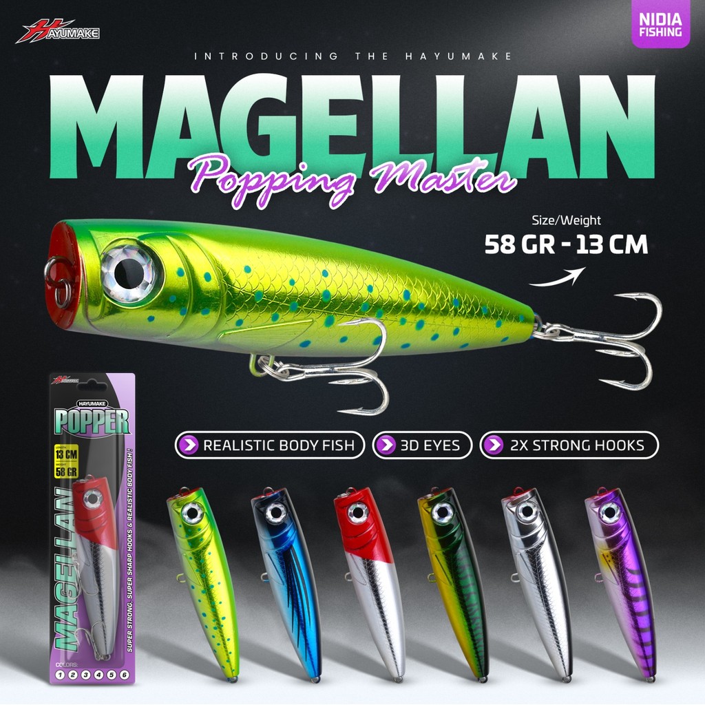 Jual Umpan Pancing Popper Hayumake MAGELLAN Popping Lure 58 Gram | Shopee Indonesia