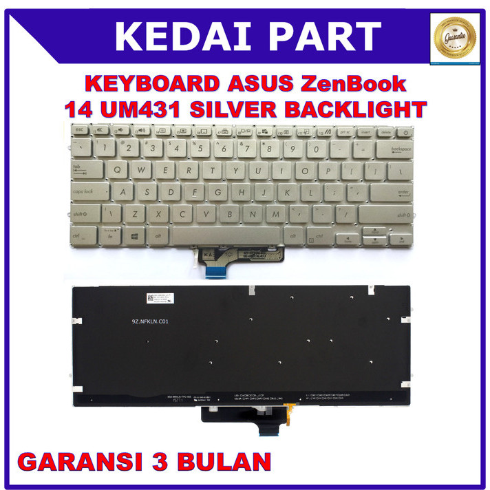 Jual Keyboard Asus Zenbook 14 UM431 UX431FN UX431 Silver Backlight ...