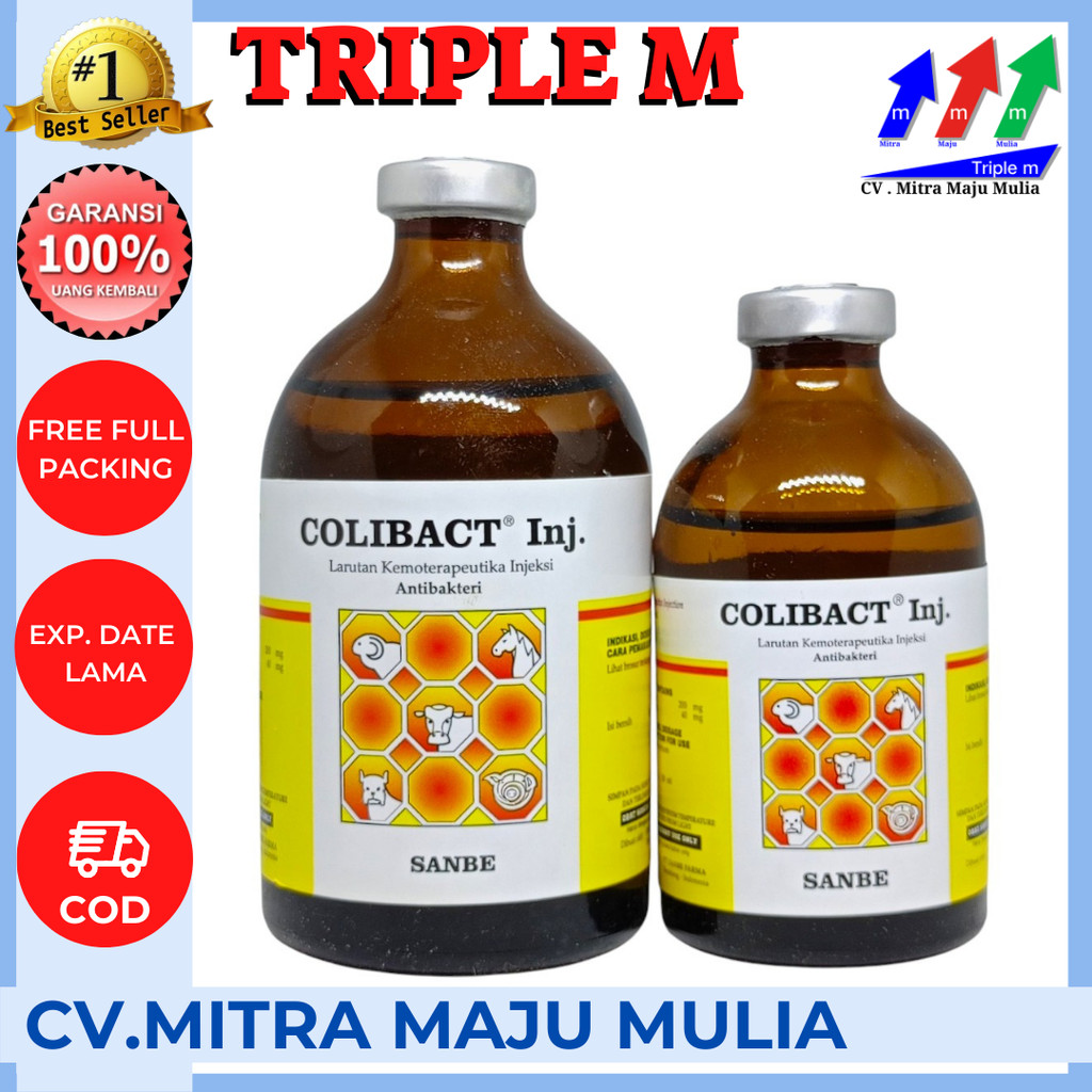 Jual Colibact injeksi 50ml 100 ml Obat Antibiotik Hewan Diare Batuk ...