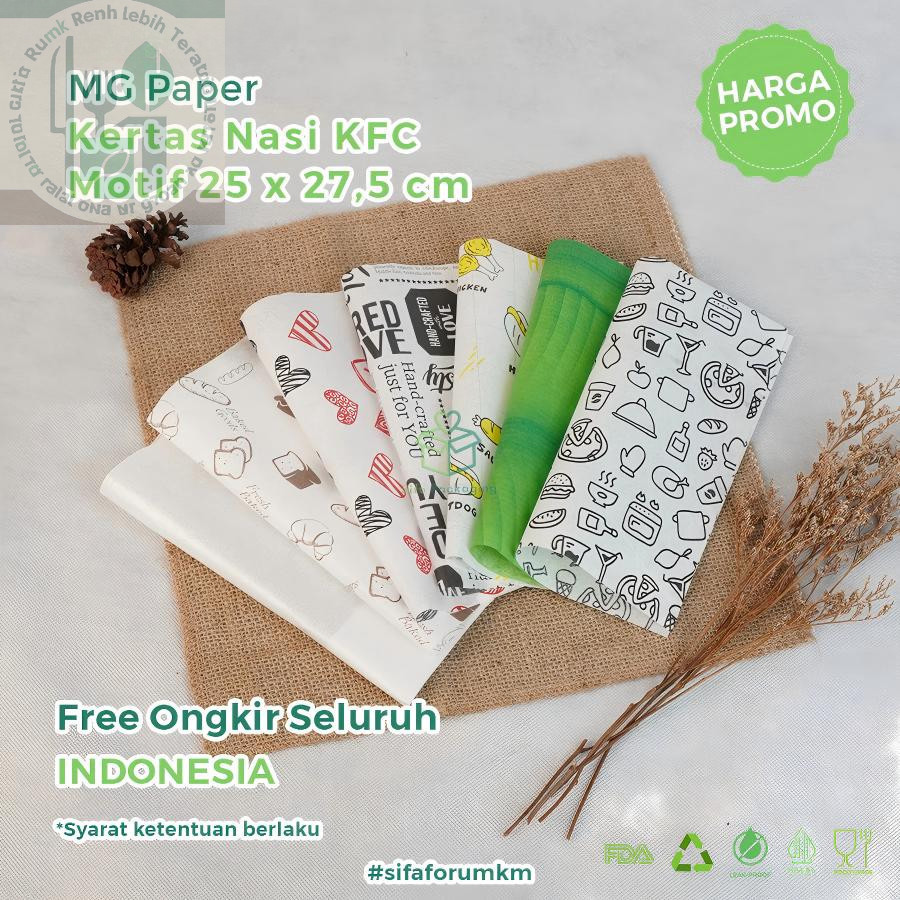 Jual Kertas Nasi Motif KFC MG - Paper Wrap Laminasi Anti Air 25x27.5cm ...