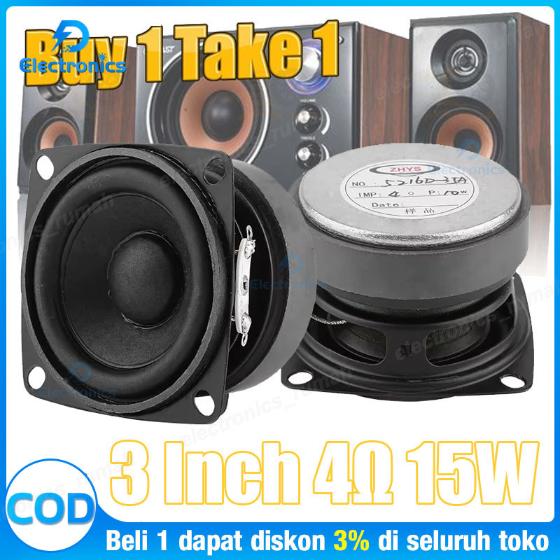 Jual 3 Inch 4Ω 15W HIFI Full Range Speaker Mini Woofer Speakers DIY ...