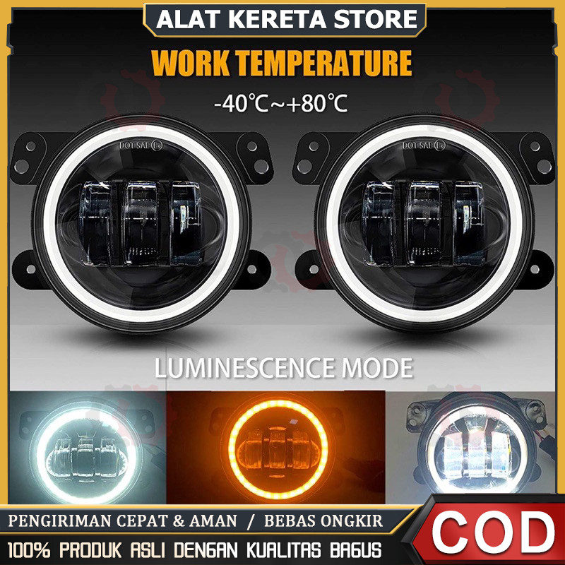 Jual Lampu Foglamp Led Daymaker 4 inch 3 Lensa Full Ring 2 Warna ...